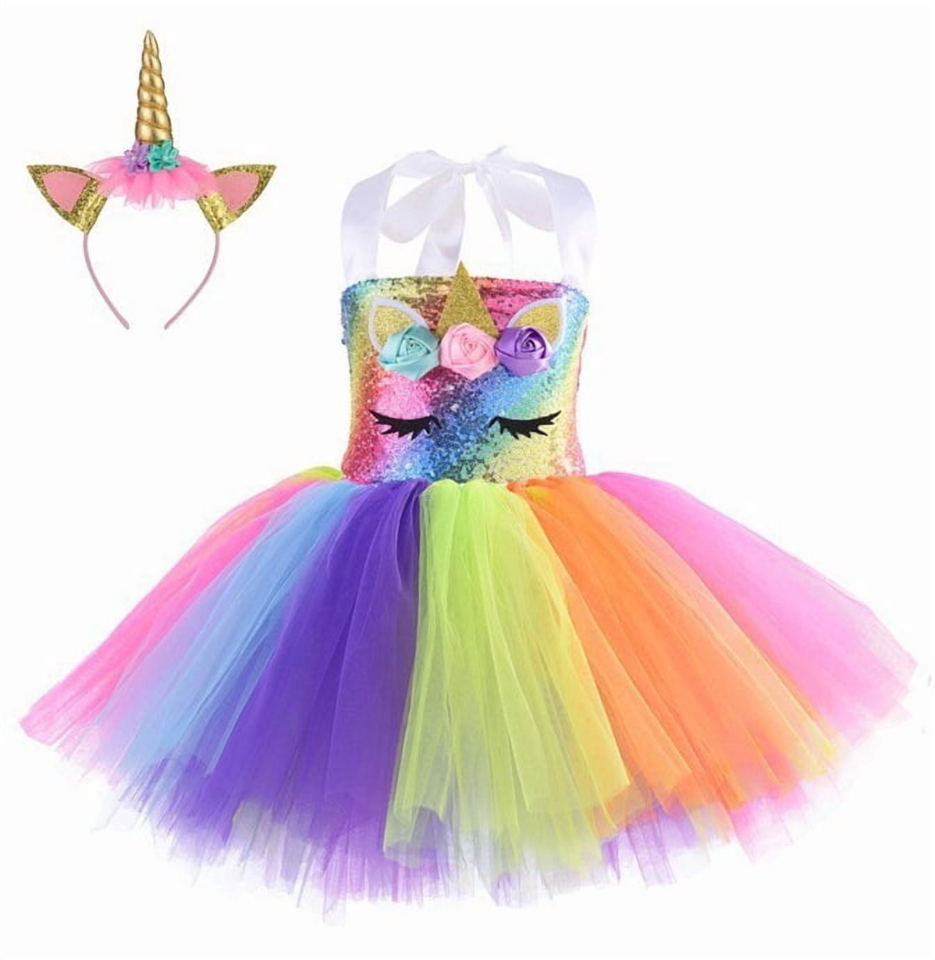 Girls Unicorn Party Gown Kids Unicorn Princess Dress Flower Dress up ...
