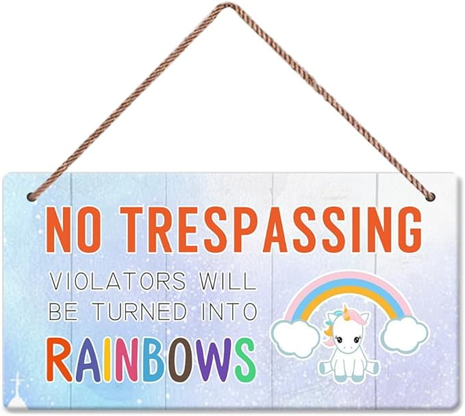 Girls Unicorn and Rainbow Princess Wooden Plaque Room Bedroom Decor ...