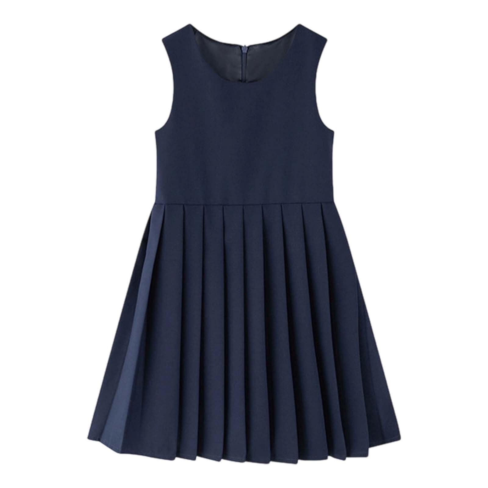 Girls Uniform Dress Girls School Dress Casual Pinafore Dress Sleeveless ...