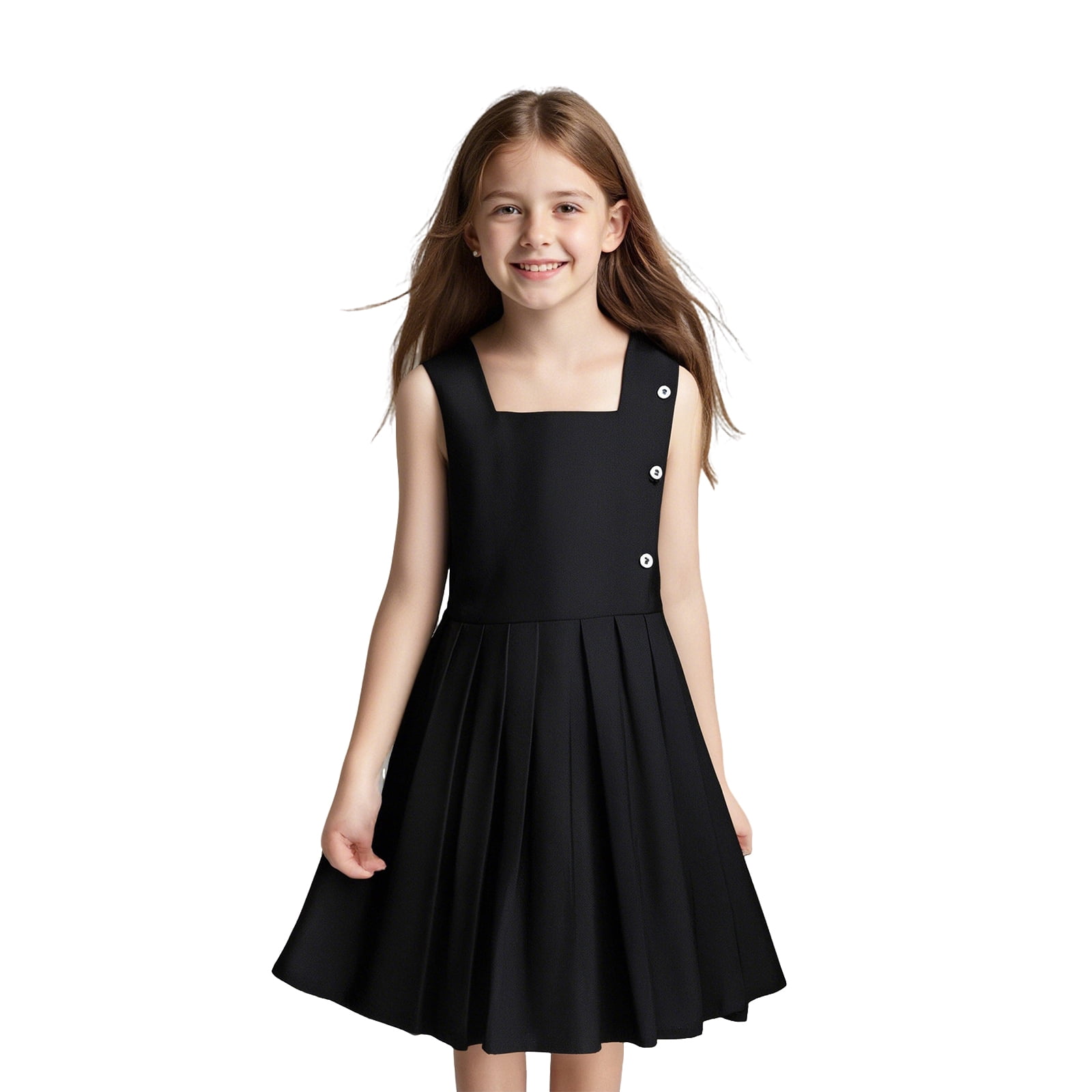 Girls Uniform Dresses Knee Length Sleeveless Black Girls Uniform Jumper ...
