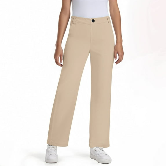 Girls Uniform Pants Kids Stretch Casual Flat Front Dress Pants High ...