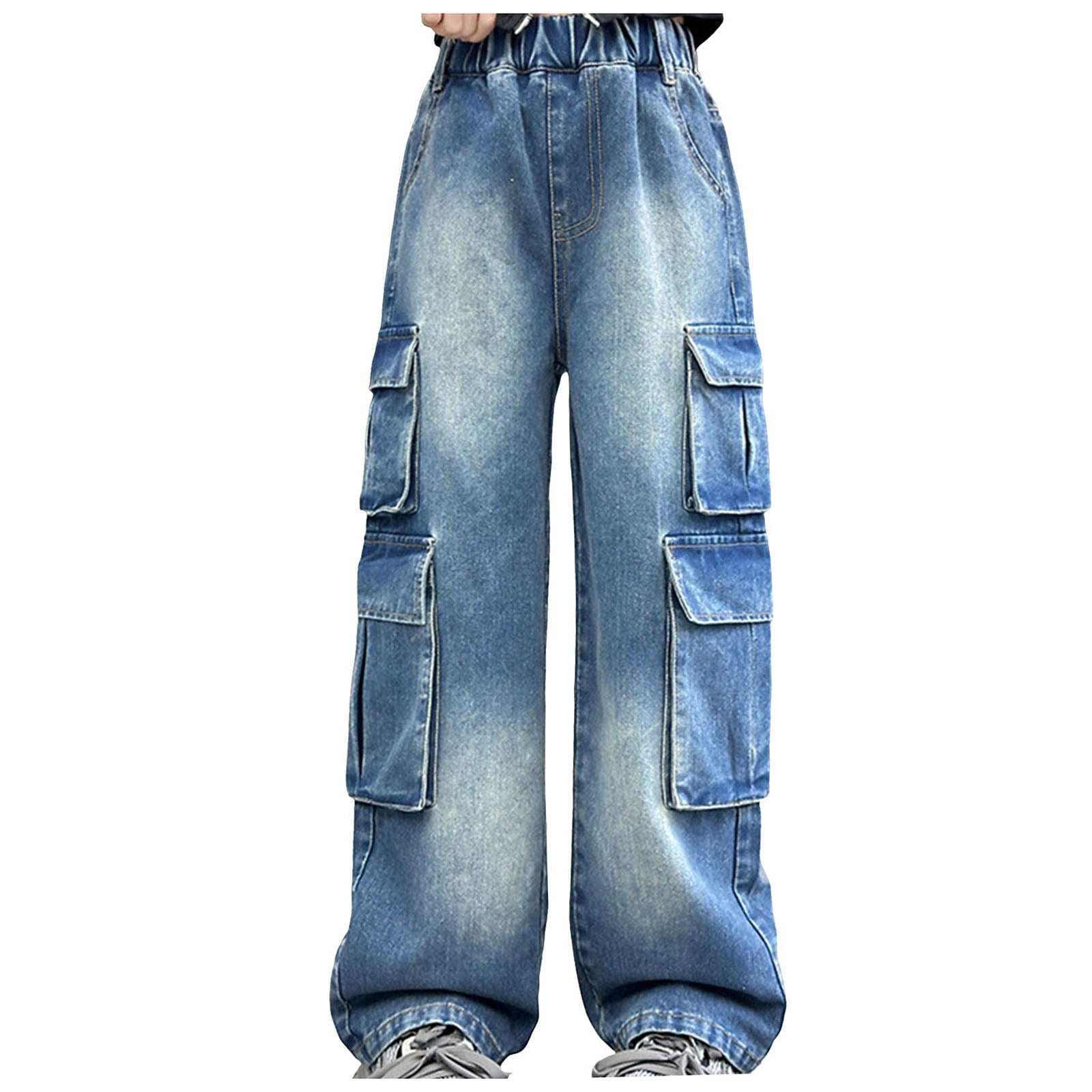 Girls Uniform Pants Navy Blue Girl's High Waisted Flare Jeans Y2k ...