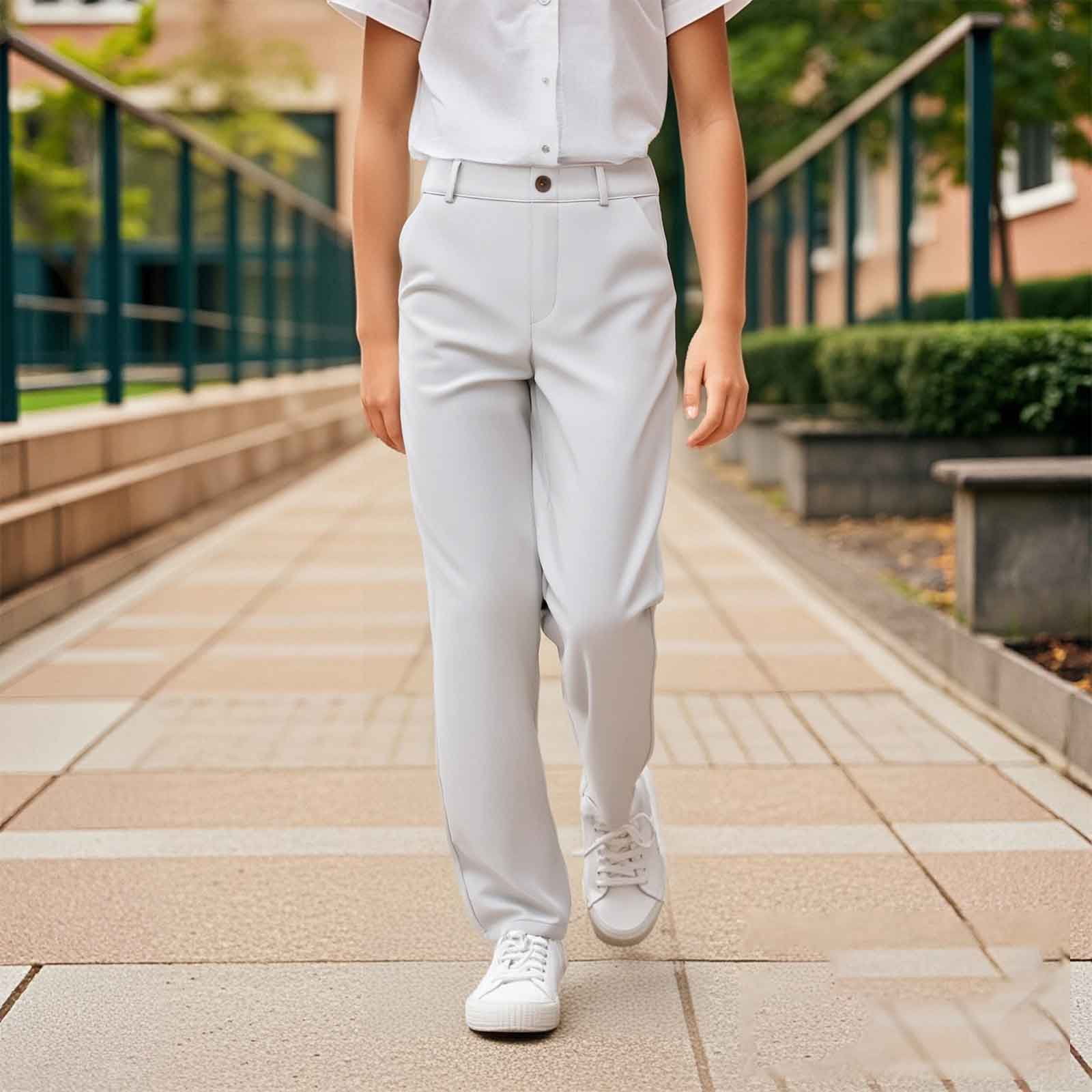 Girls Uniform Pants Skinny Pants Stretch Pants with Pockets Straight ...