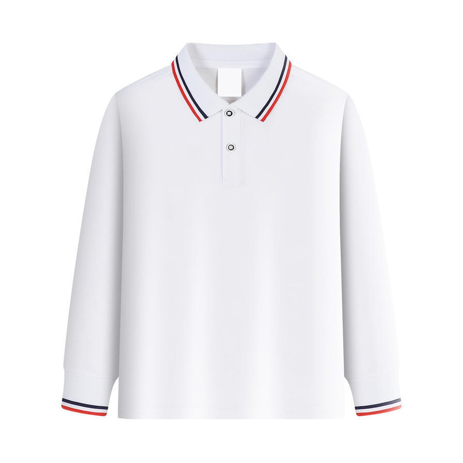 Girls Uniform Shirts, Long Sleeve Interlock Polo with Picot Collar ...