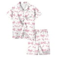 Girls Valentine Pajamas Cute Printed Short Sleeve Shirts and Shorts Nightwear Set Loose Button ...