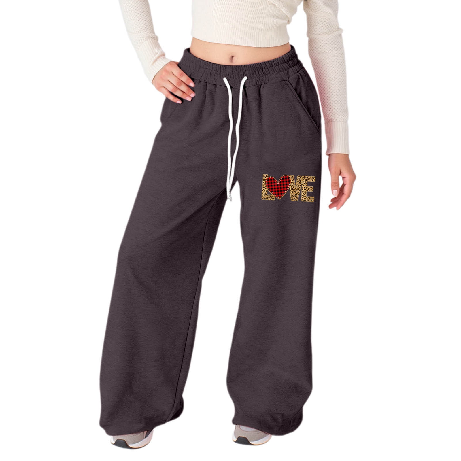 Girls Valentine's Day Casual Baggy Sweatpants Lightweight Straight Leg ...