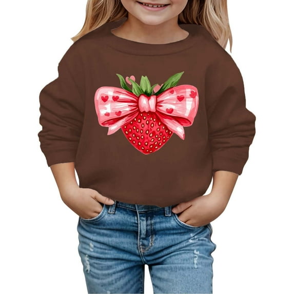 Girls Valentines Day Spring Winter Strawberry Knot Print Hooded ...