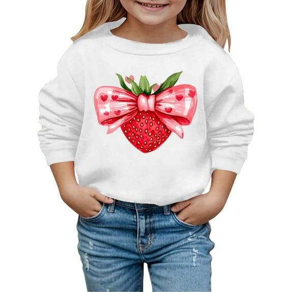 Girls Valentines Day Spring Winter Strawberry Knot Print Hooded ...