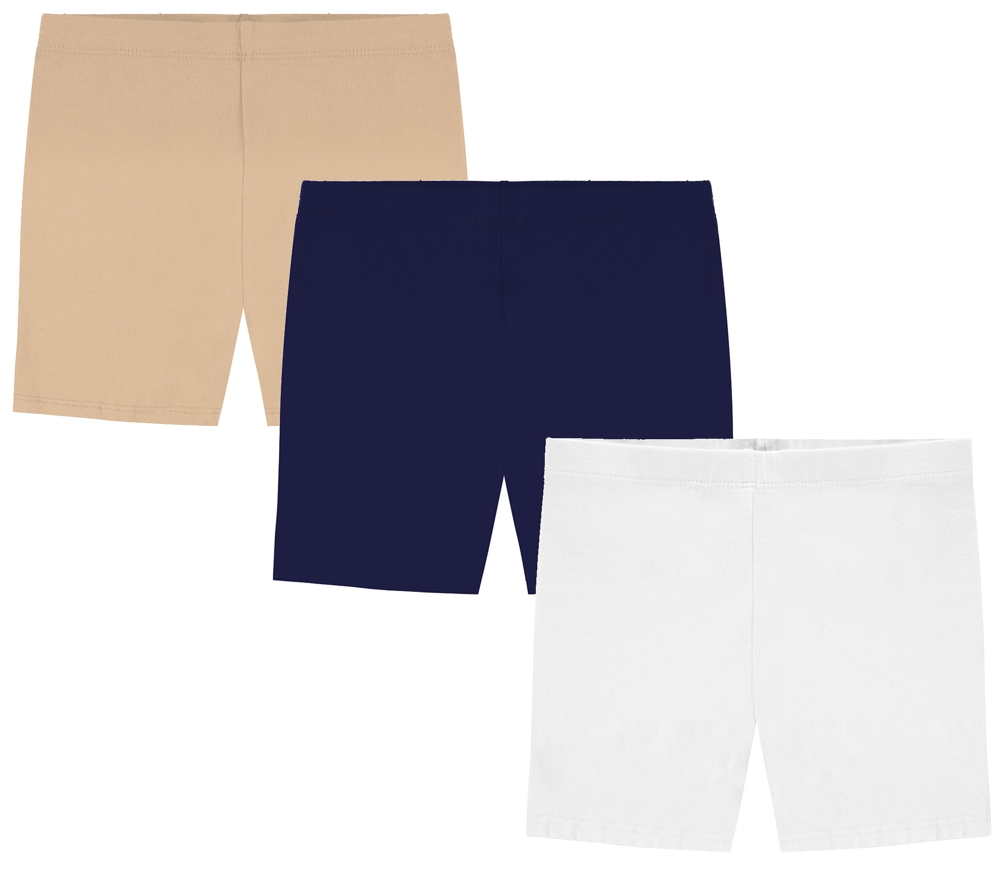 Girls' Value Pack Solid Cotton Bike Shorts (Pack of 3) - Sizes 2-16 ...