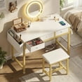 Girls Vanity Desk with Mirror and Lights Small Vanitys Set with Chair ...