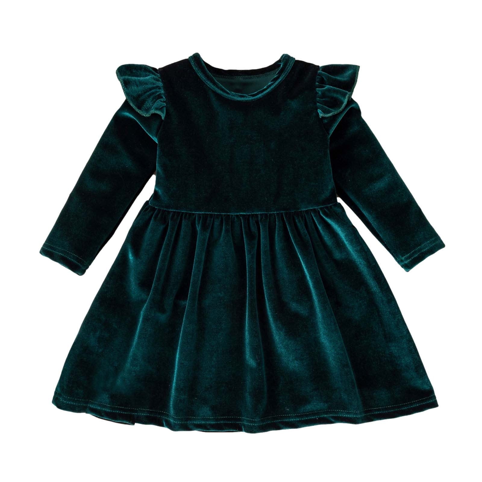 Girls Velvet Dress Toddler Baby Christmas Tunic Long Sleeve Dress ...
