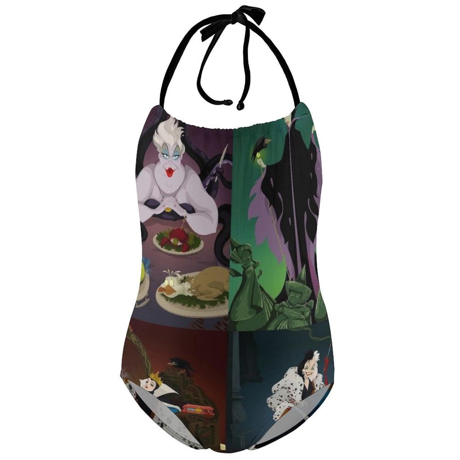 Girls Vill-ain Bad Witche Bathing Suit One Piece Halter Neck Strap ...