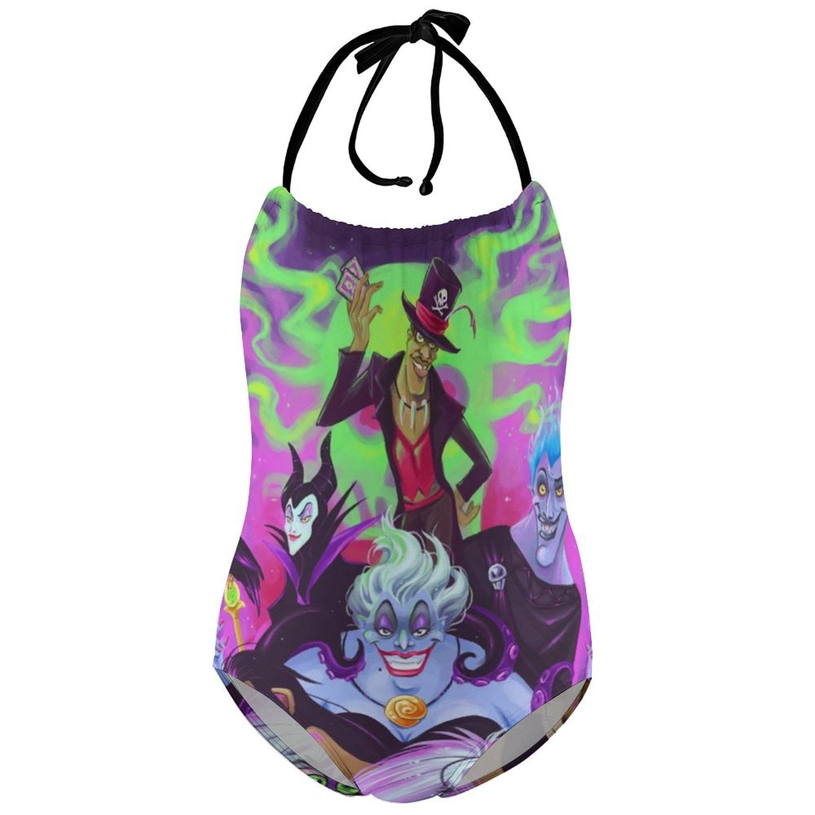 Girls Vill-ain Bad Witche Bathing Suit One Piece Halter Neck Strap ...