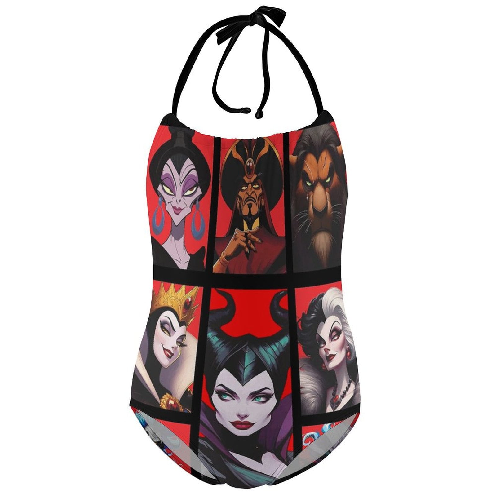 Girls Vill-ain Bad Witche Bathing Suit One Piece Halter Neck Strap ...