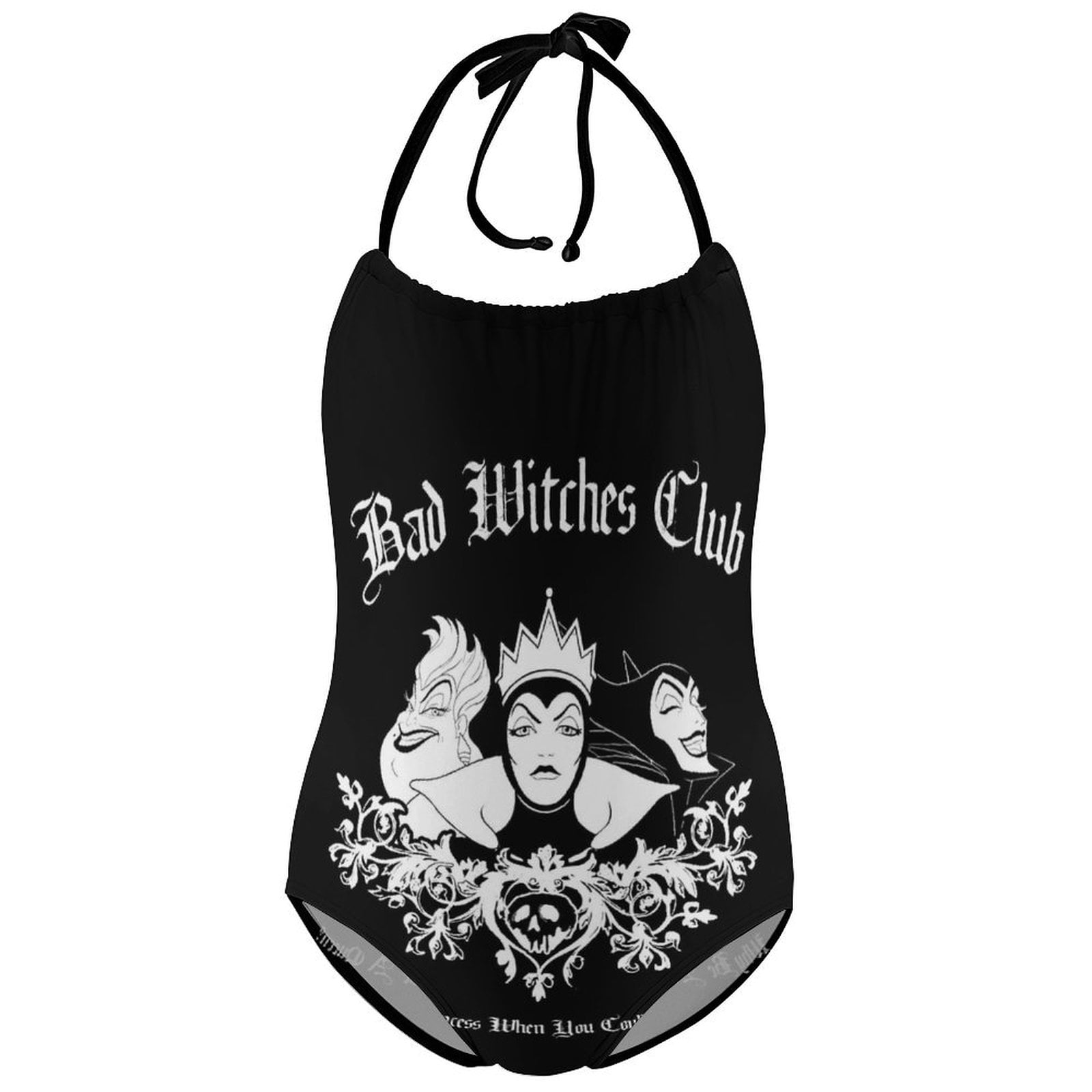 Girls Vill-ain Bad Witche Bathing Suit One Piece Halter Neck Strap ...