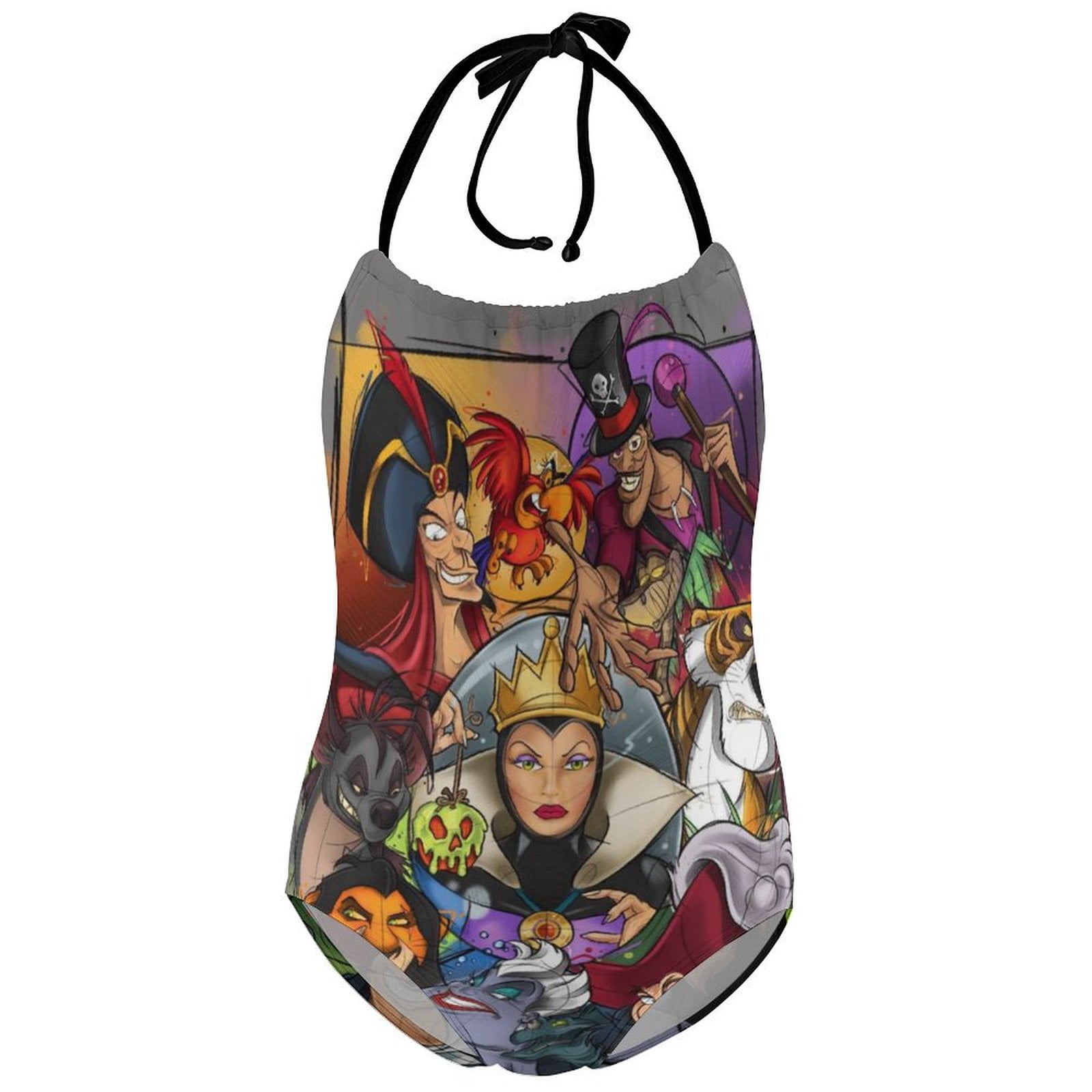 Girls Vill-ain Bad Witche Bathing Suit One Piece Halter Neck Strap ...