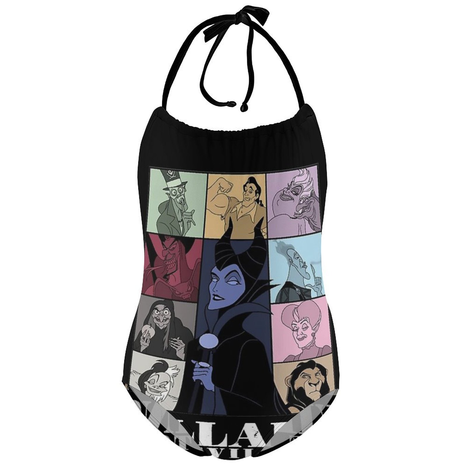 Girls Vill-ain Bad Witche Bathing Suit One Piece Halter Neck Strap ...