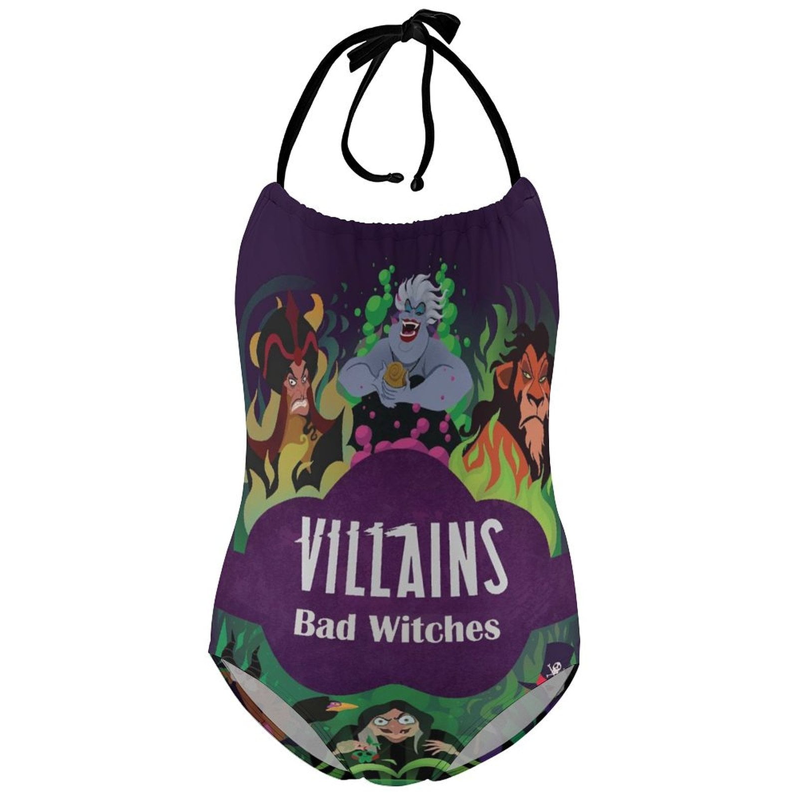 Girls Vill-ain Bad Witche Bathing Suit One Piece Halter Neck Strap ...