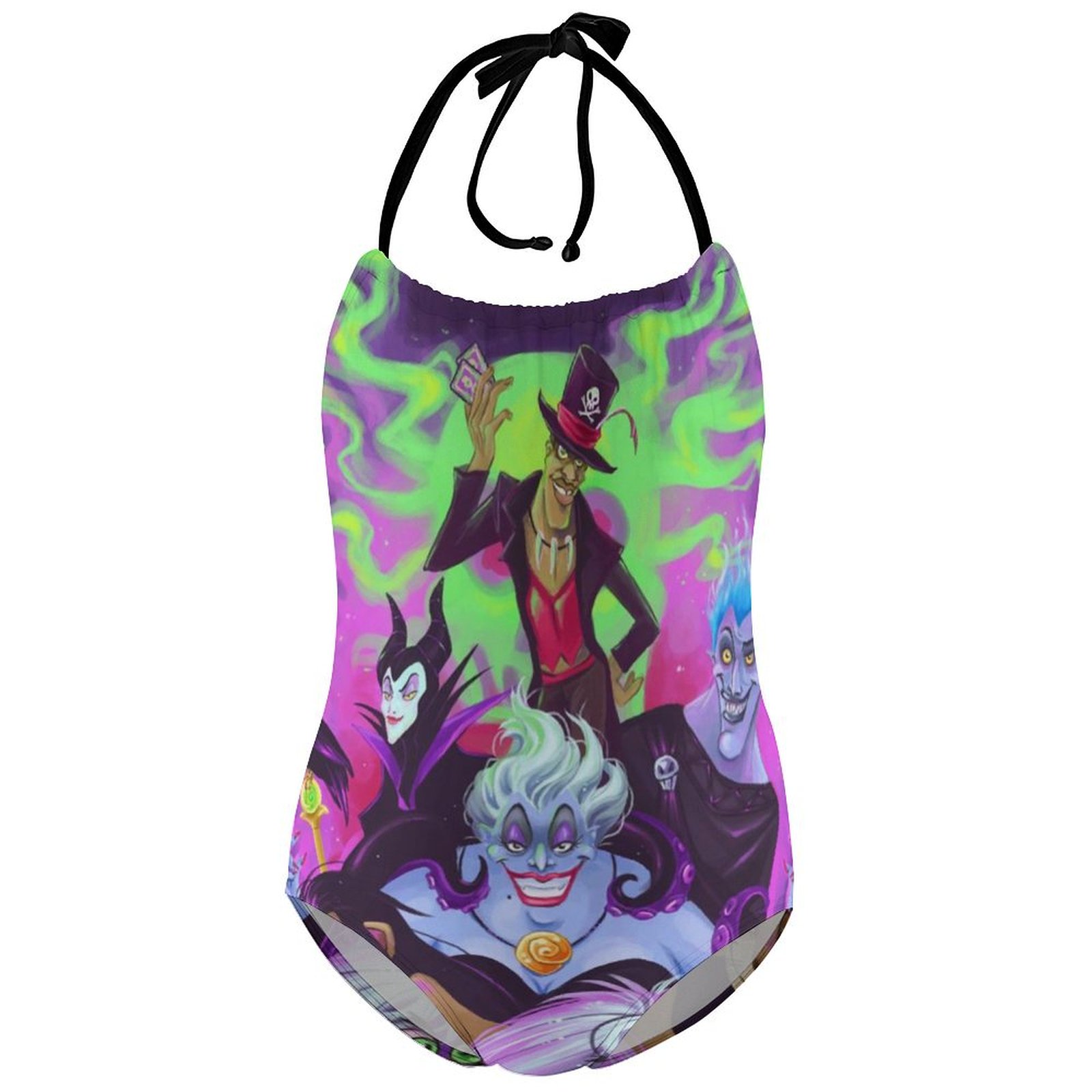 Girls Vill-ain Bad Witche Bathing Suit One Piece Halter Neck Strap ...