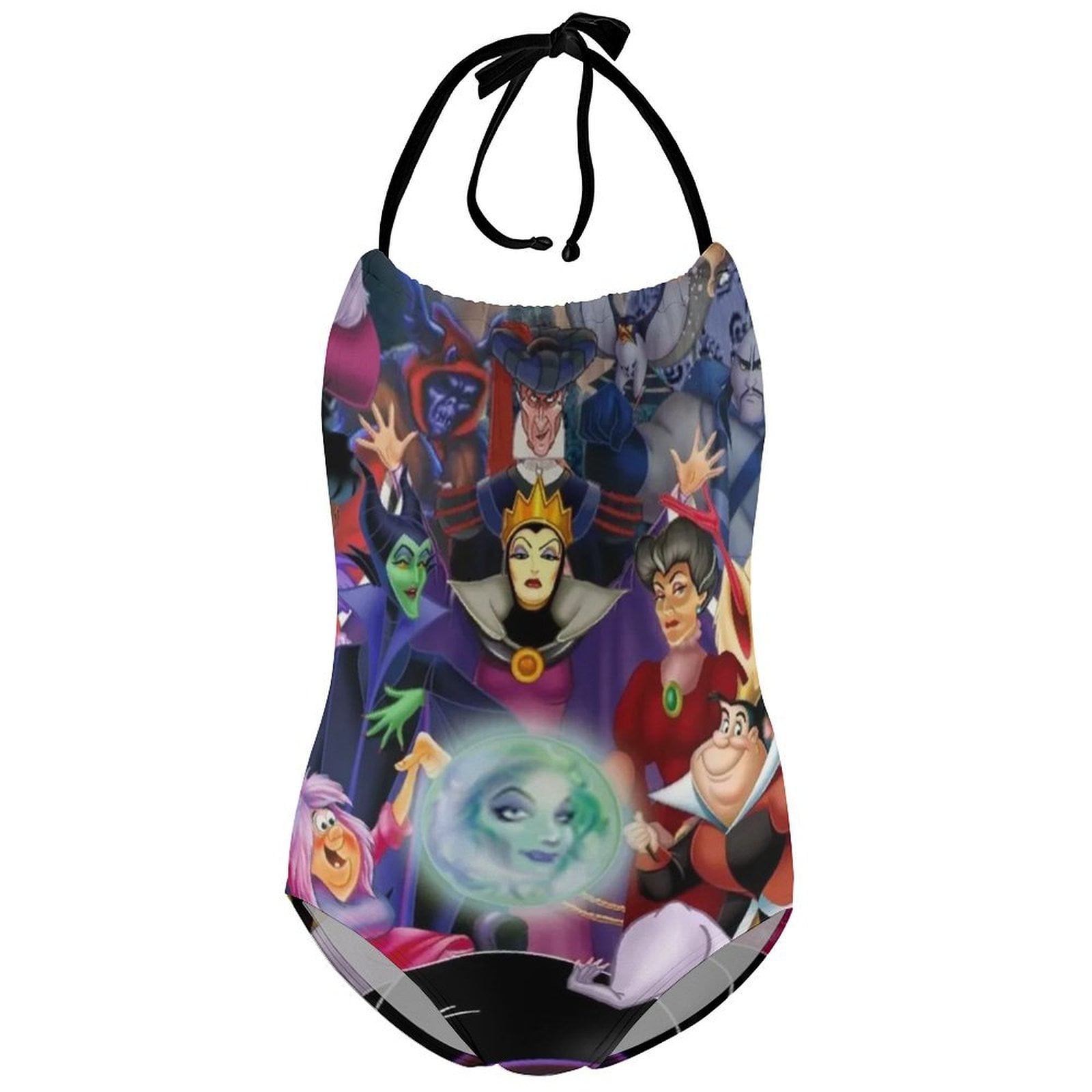 Girls Vill-ain Bad Witche Bathing Suit One Piece Halter Neck Strap ...