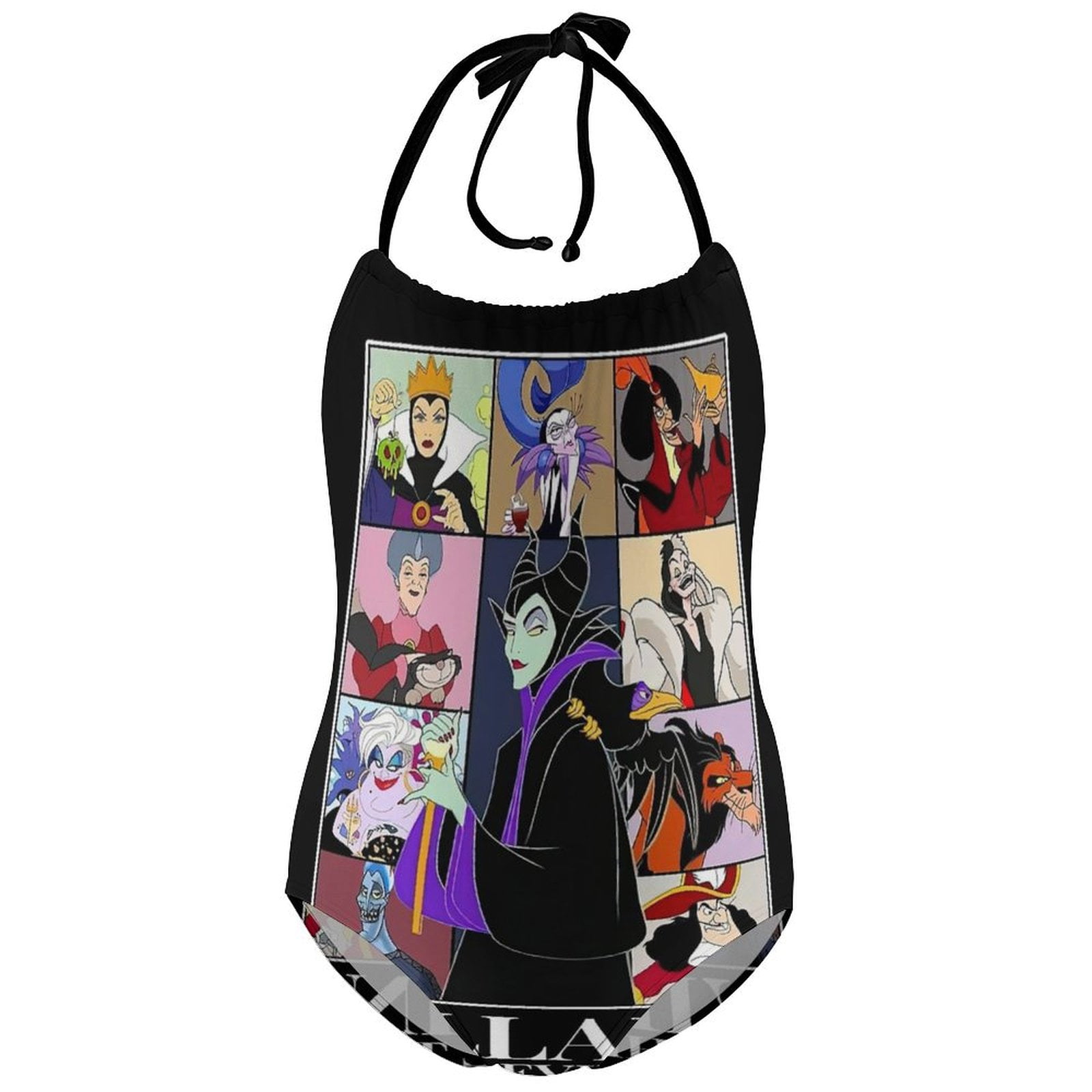 Girls Vill-ain Bad Witche Bathing Suit One Piece Halter Neck Strap ...