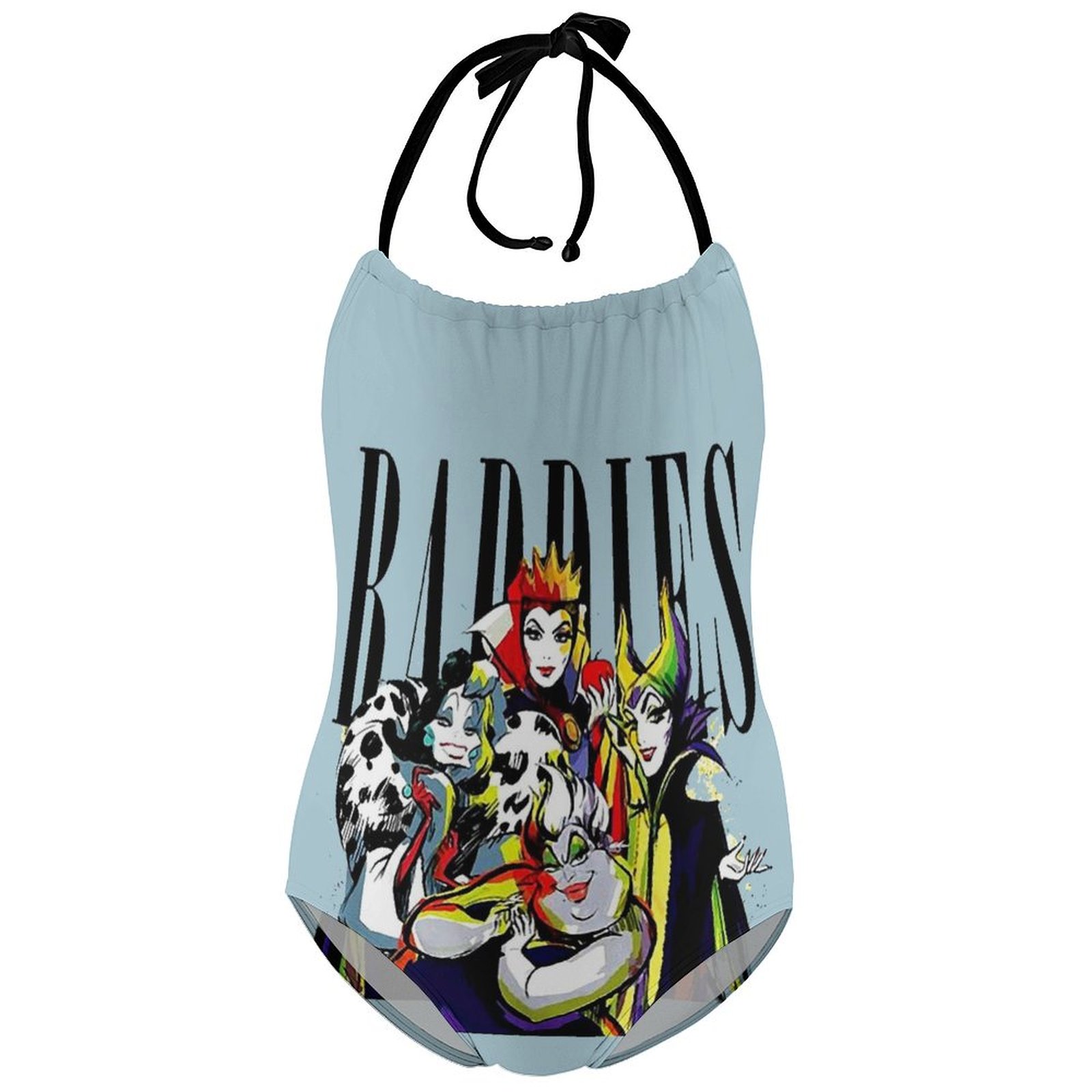 Girls Vill-ain Bad Witche Bathing Suit One Piece Halter Neck Strap ...