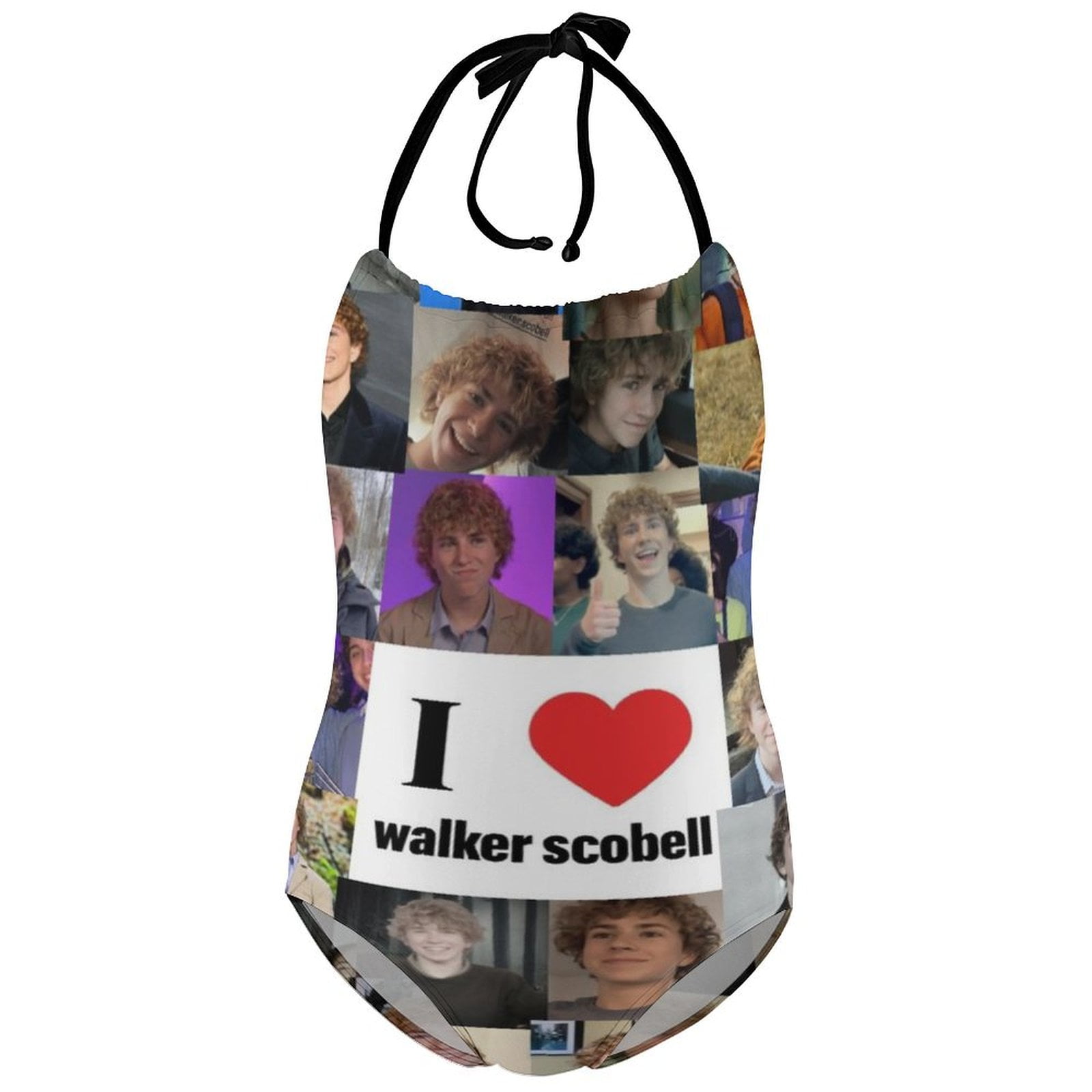 Girls Walker Scobell Bathing Suit One Piece Halter Neck Strap Swimwear - Walmart.com