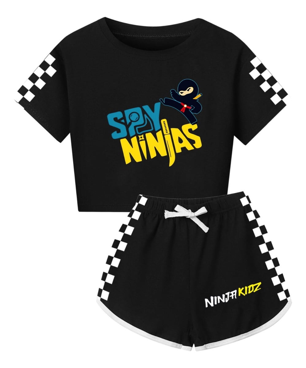 Girls Warrior Outfit – Kids Ninja Kidz 2-Piece Crop Top and Shorts Set ...