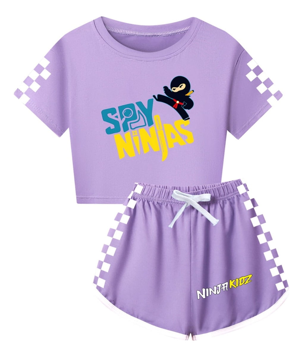 Girls Warrior Outfit – Kids Ninja Kidz 2-Piece Crop Top and Shorts Set ...