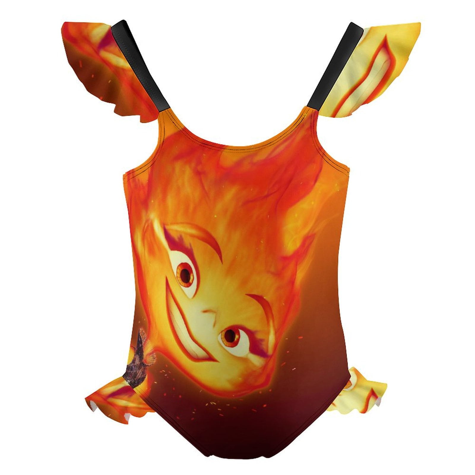 Girls Water Fire Ele-menta One Piece Swimsuit Kids Cute Ruffle Bathing ...