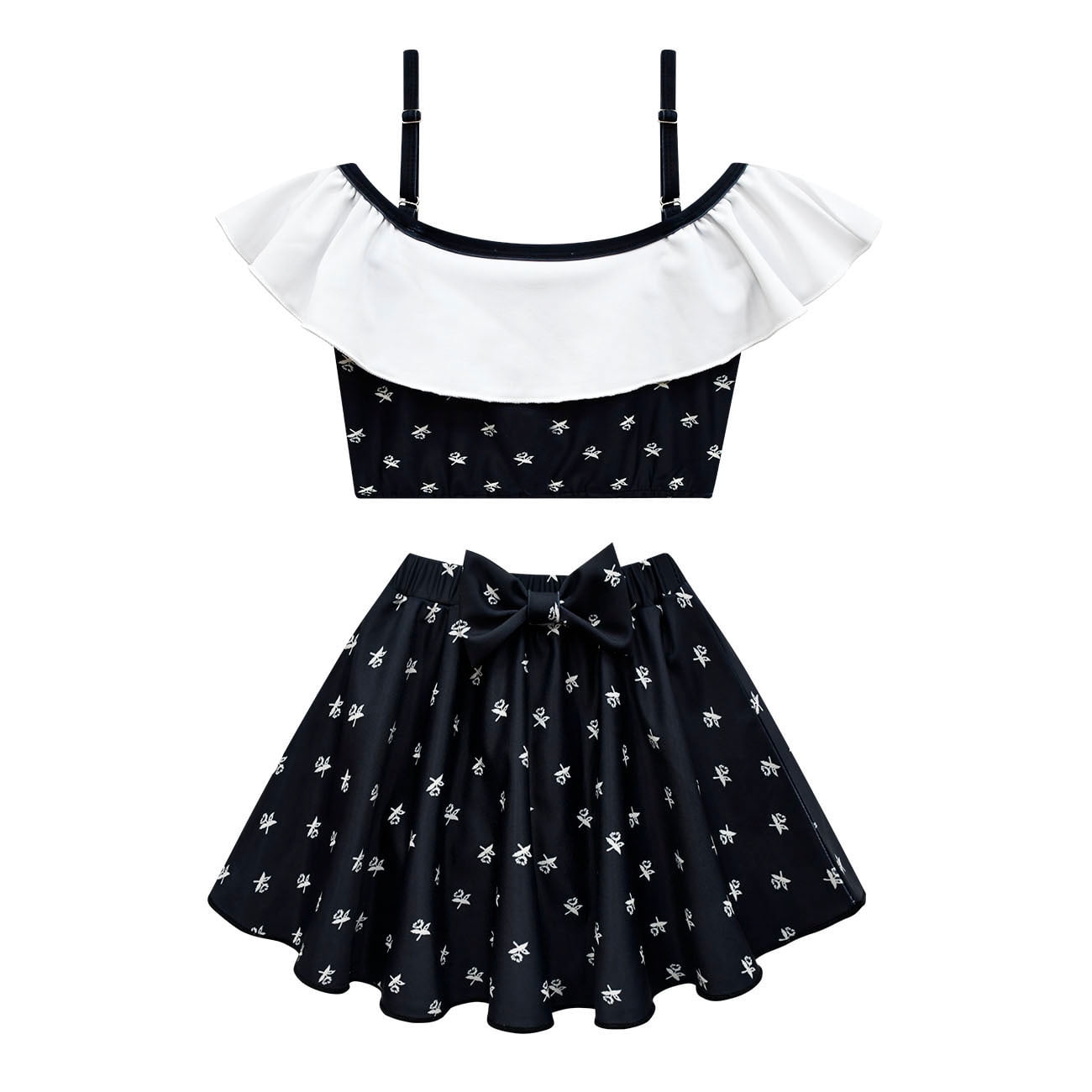 Girls Wednesday Addams Swimsuit Cute Cartoon Bathing Suits Two Piece ...