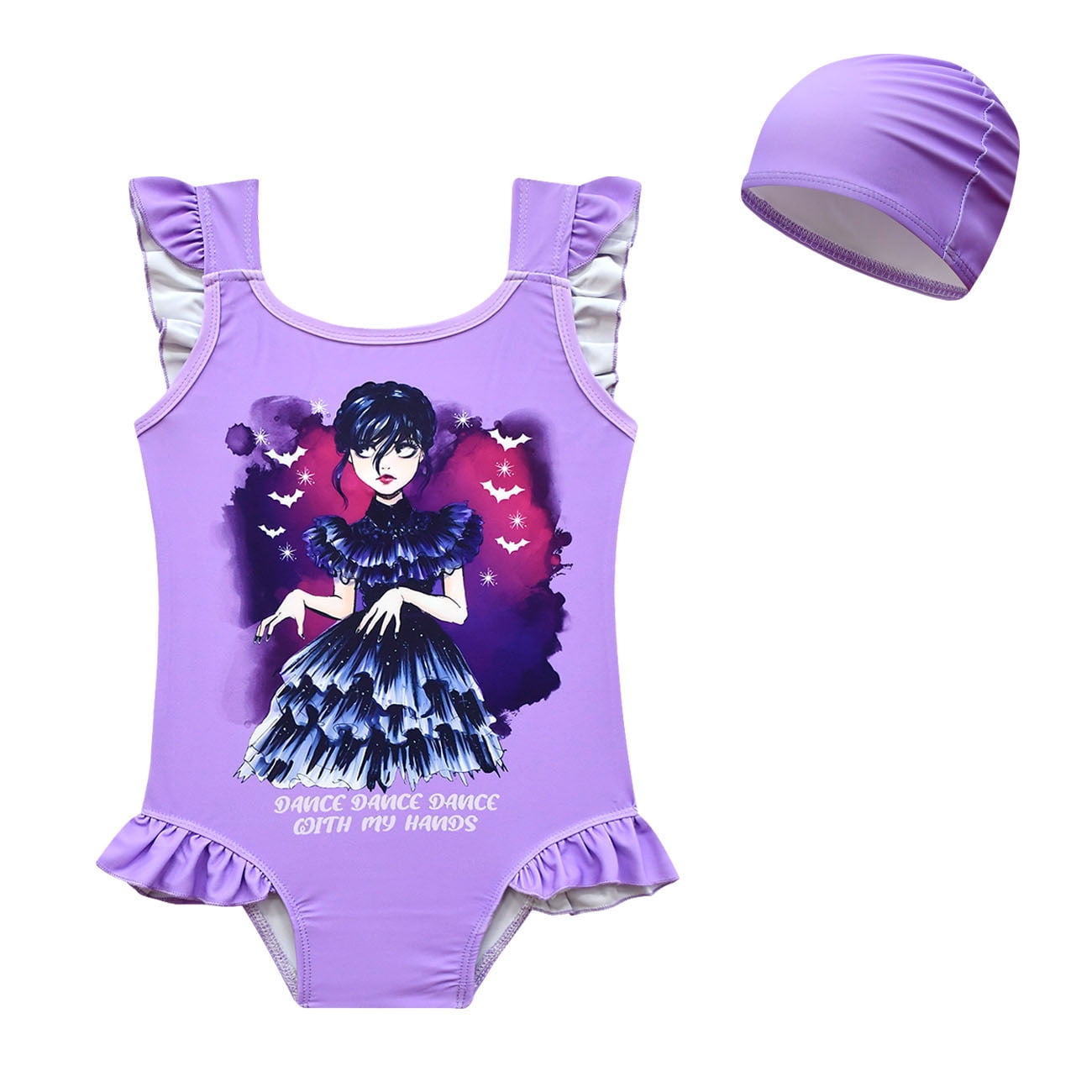 Girls Wednesday Addams Swimsuit One Piece Bathing Suit Kids Summer ...