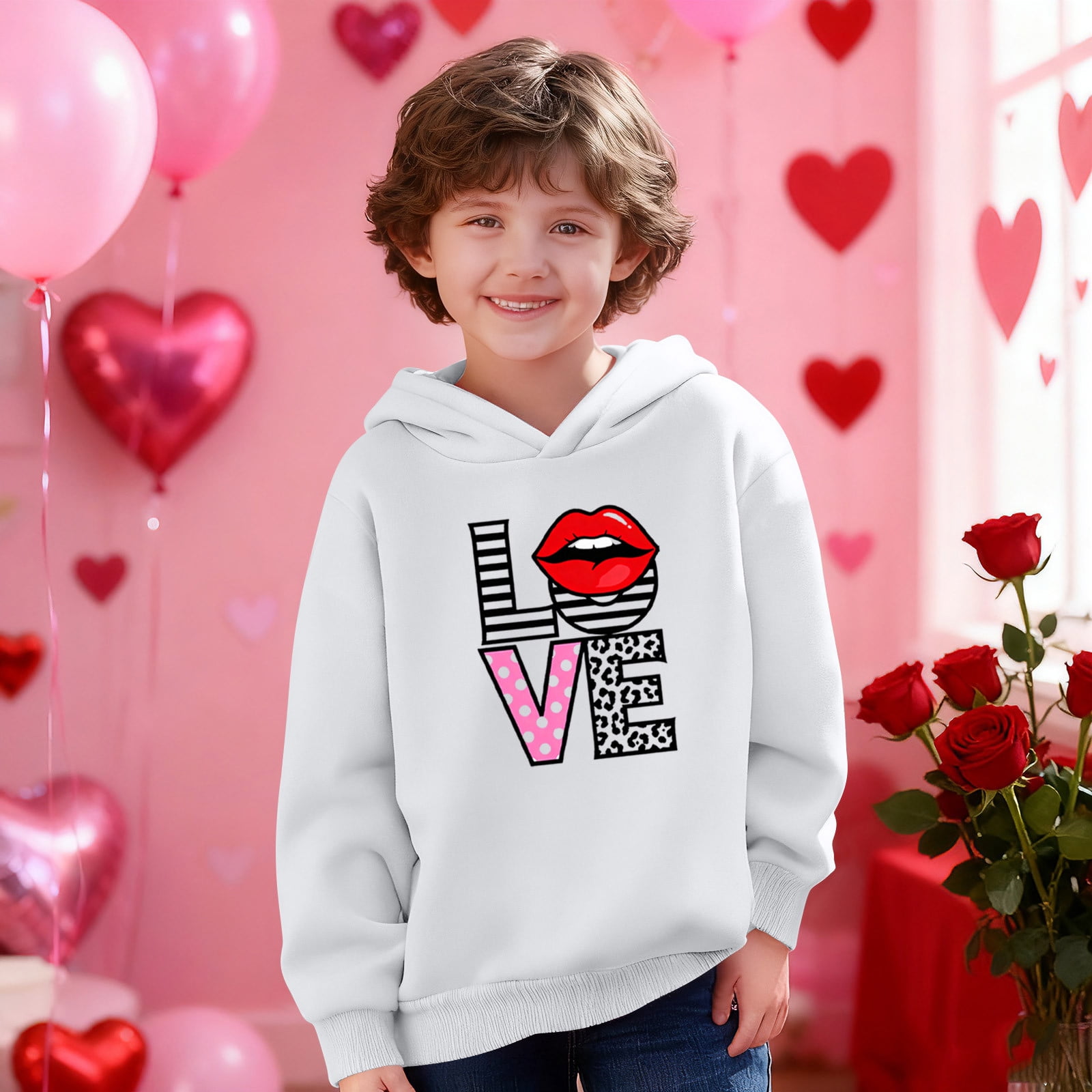 Girls' White Hoodie Oversized Graphic Pullover Youth Letter Print ...