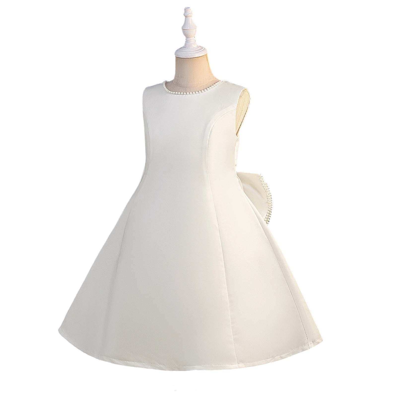 Girls White Ivory Party Dress Sleeveless A-Line, Flower Girl & First ...