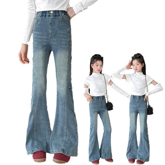 Girls Wide Leg Denim Trousers for Teenagers - Autumn Casual Style, Soft ...