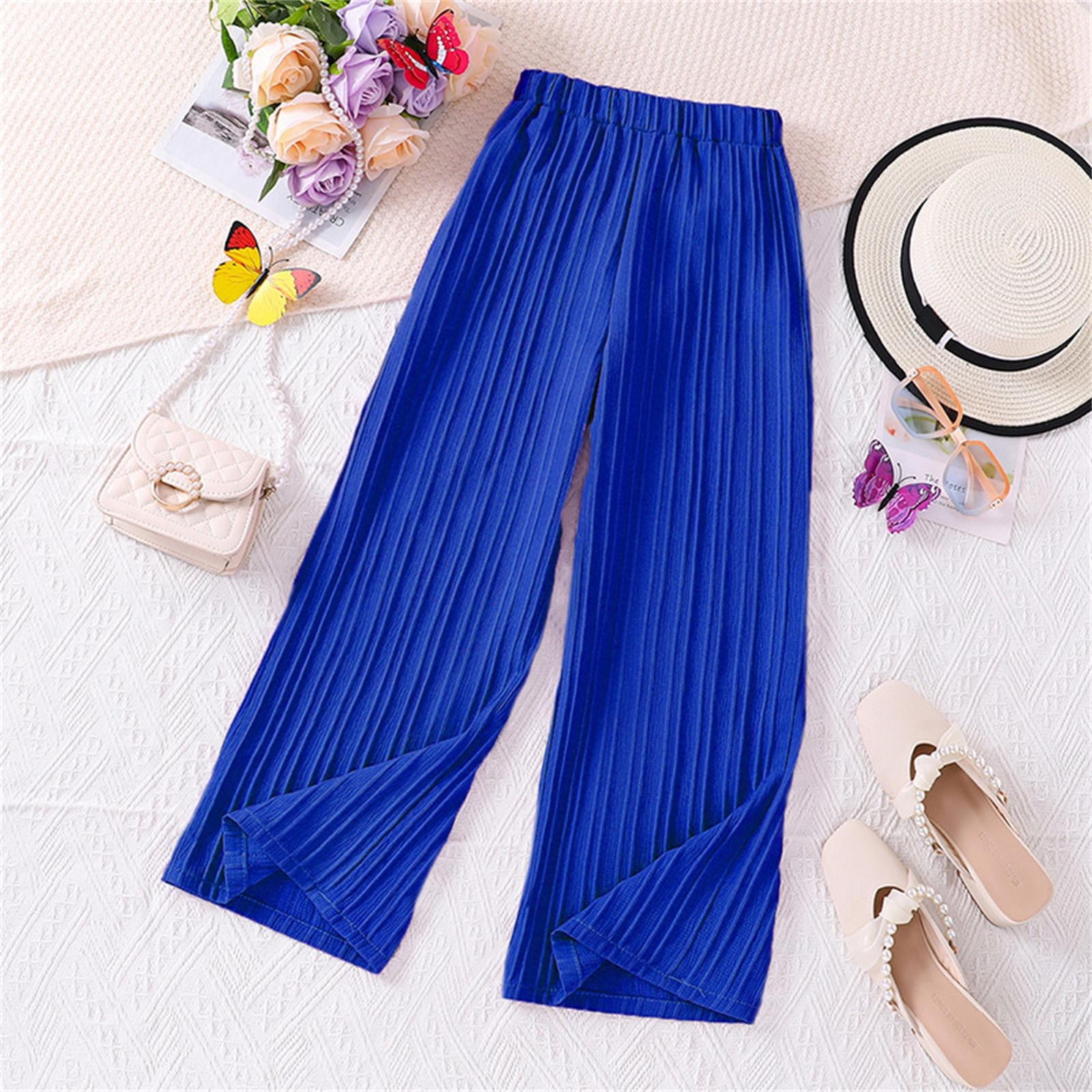 Girls Wide Leg Pants,2024 Girls Style Pleated High Waist Casual Large ...
