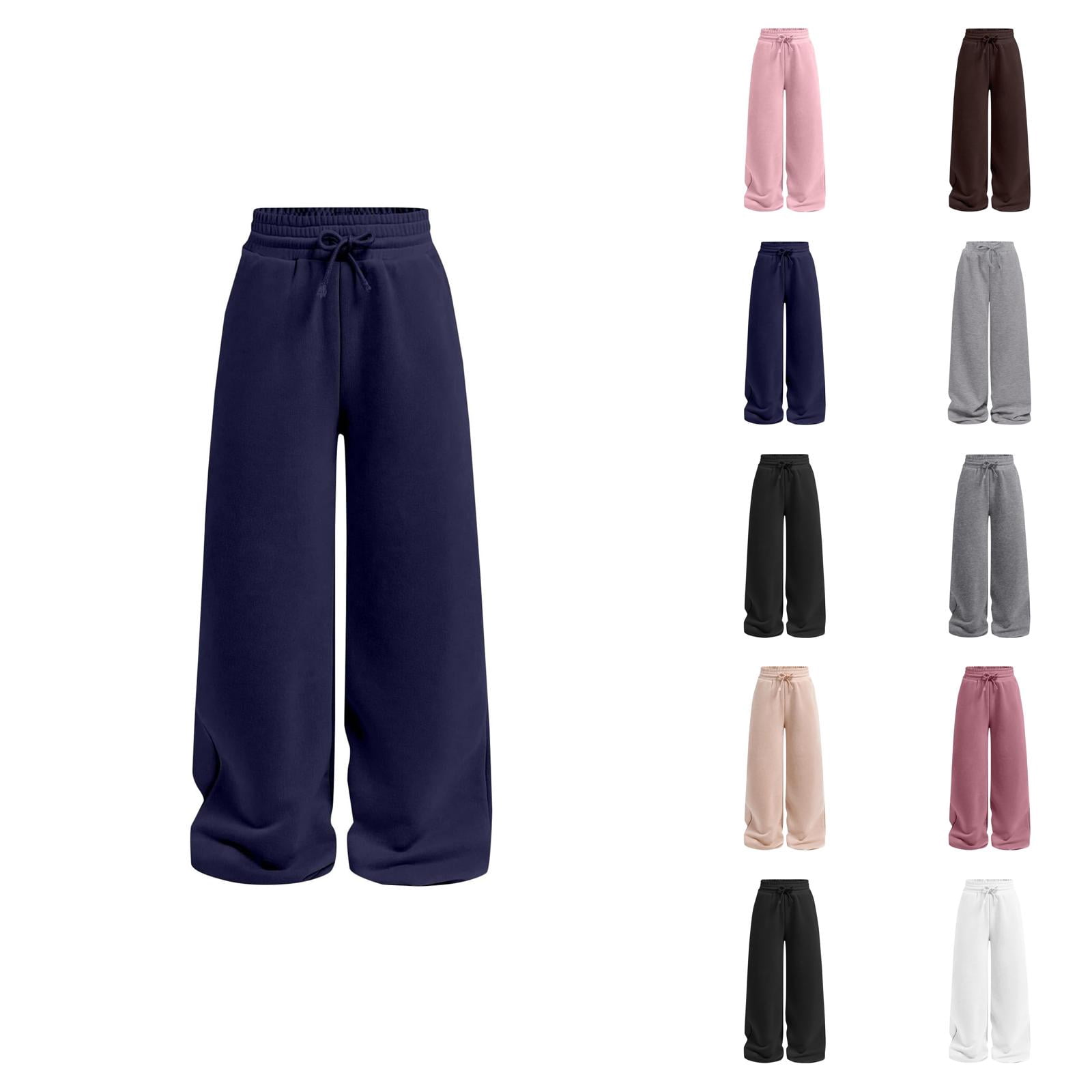 Girls Wide Leg Pants Solid Color Baggy Sweatpants for Girls Drawstring ...