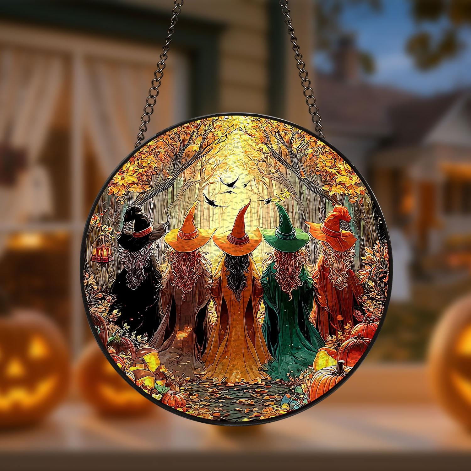 Girls Will Be Girls Witch Glass Suncatcher, Fall Witch Window Hanging ...