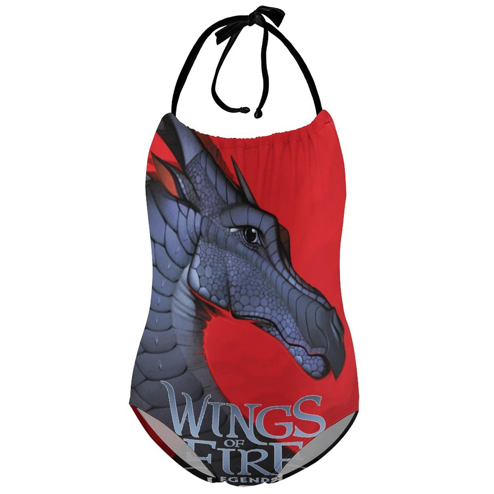 Girls Wings Dragon Fire Bathing Suit One Piece Halter Neck Strap ...
