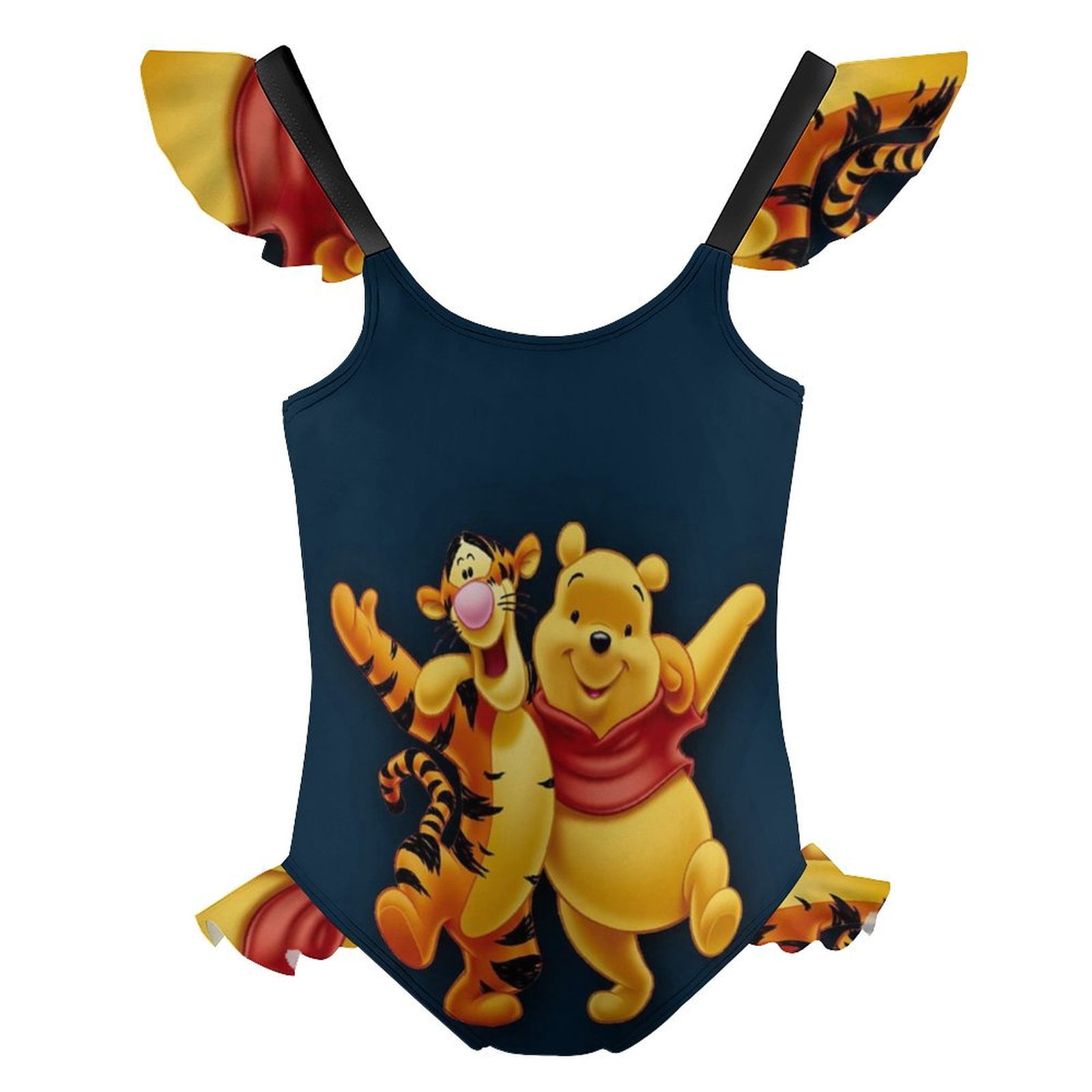 Girls Winnie The Poo One Piece Swimsuits Ruffle Sleeves Bathing Suit ...
