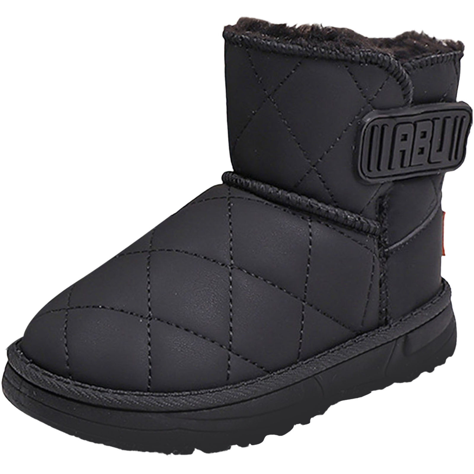 Girls Winter Boots Kids Snow Plush Suede Mid Calf Snow Booties Faux Fur ...