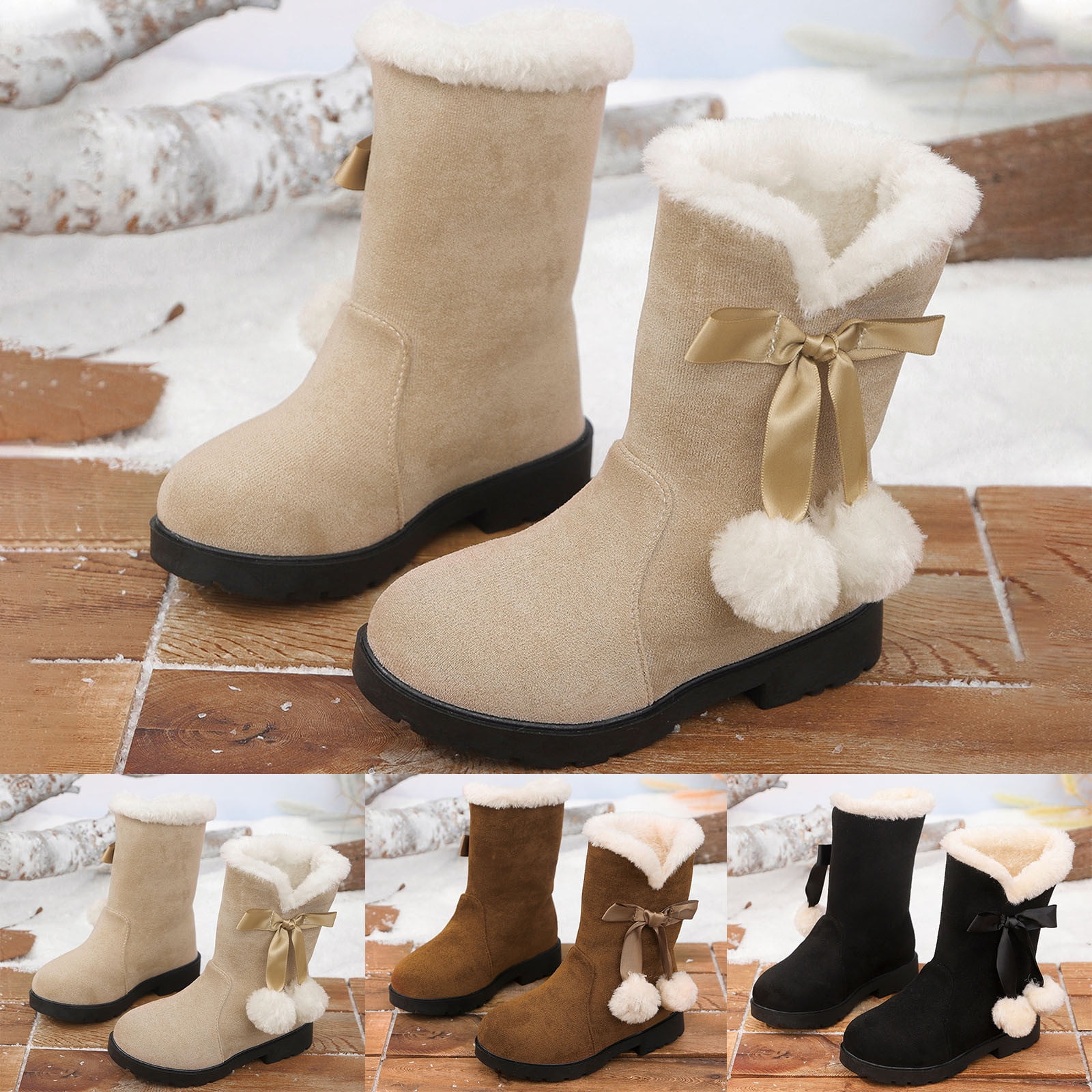 Girls Winter Boots Toddler Girl Boots Warm Sparkle Sequin Outdoor Non ...