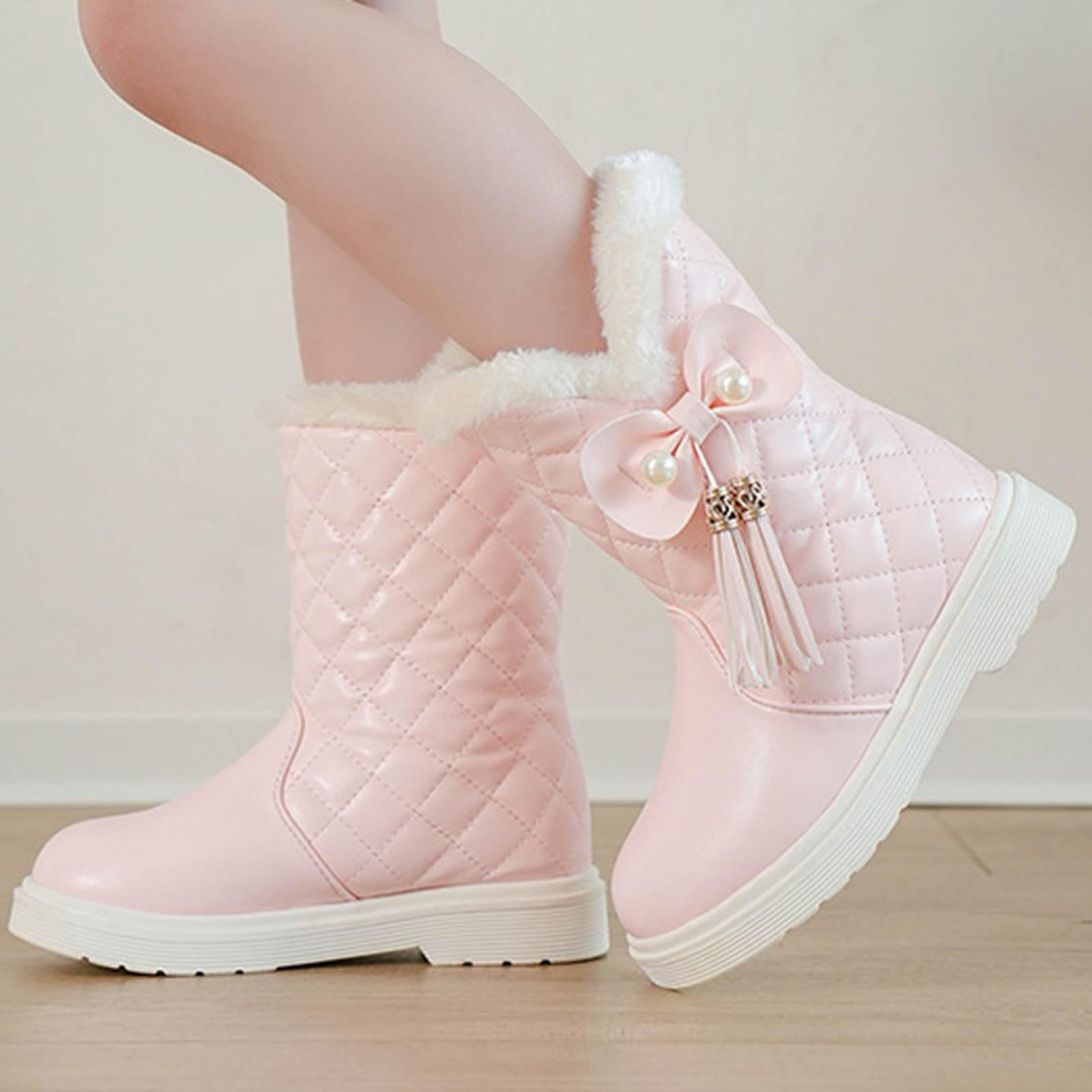 Girls‘ Winter Boots, Water-Resistant Faux Suede with Thick Fur Interior ...
