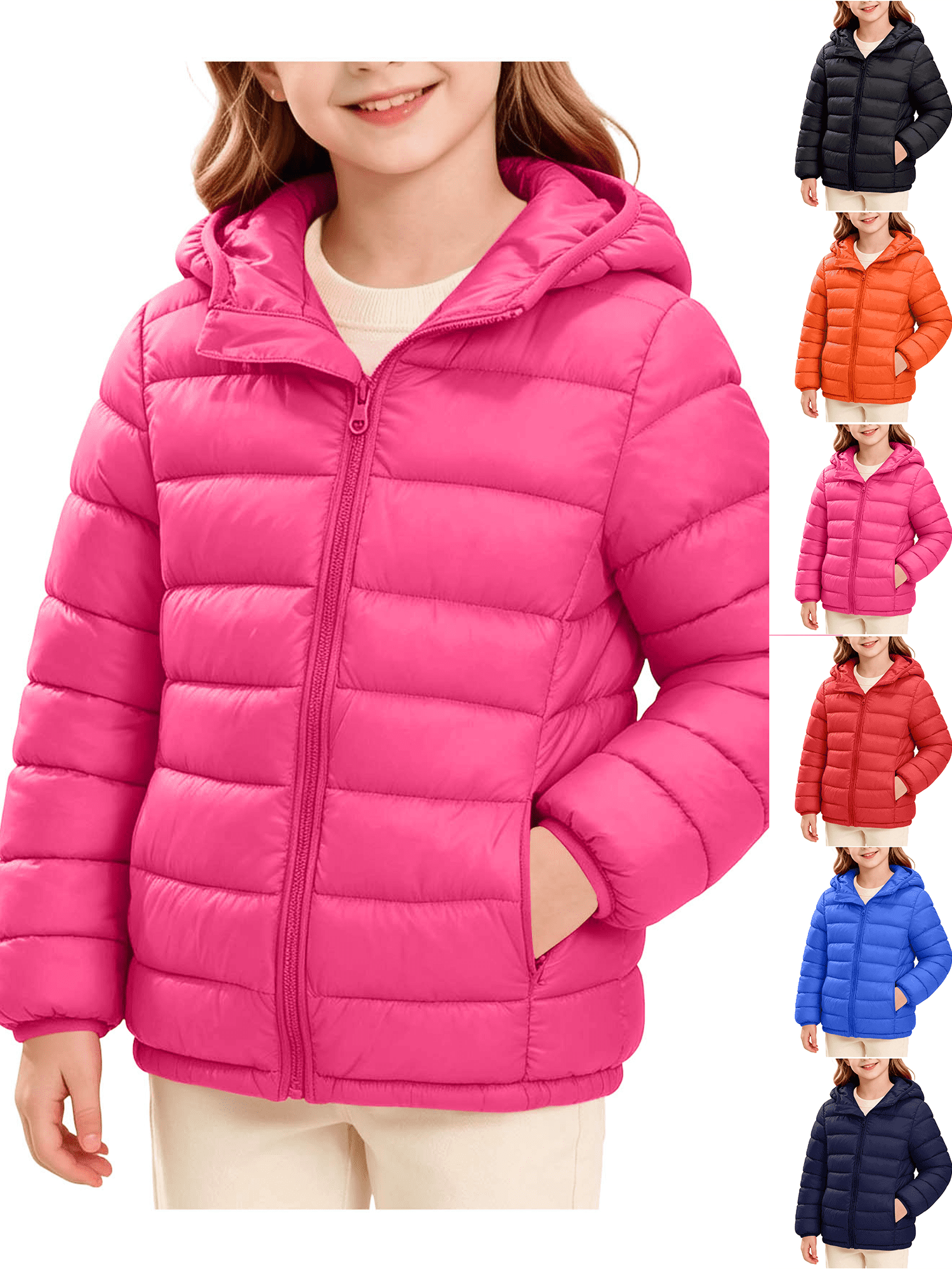 Girls Winter Coat Nelozsy Children's Winter Solid Color Long Sleeves ...