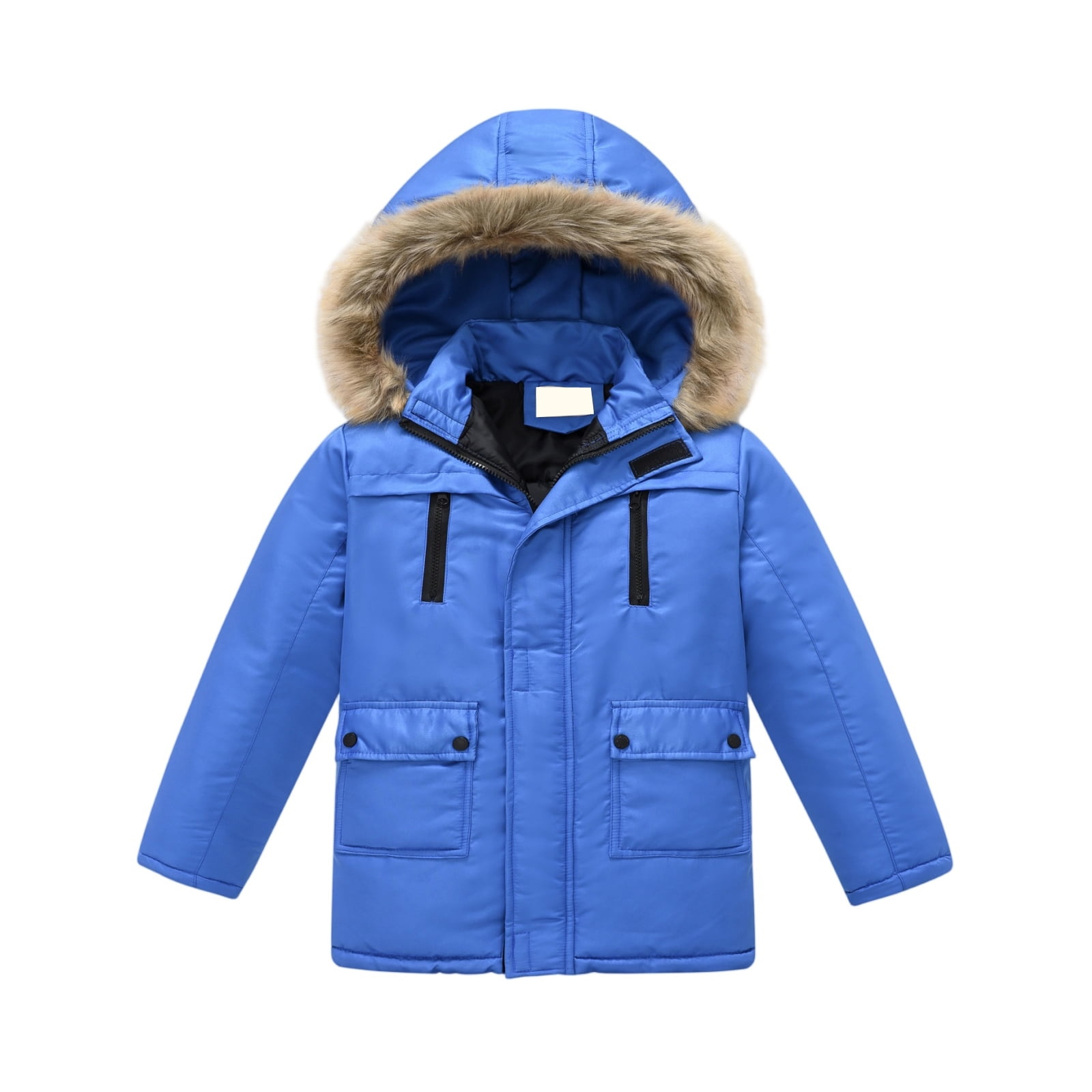 Girls Winter Coat with Detachable Hood, Solid Color Puffer Jacket with ...