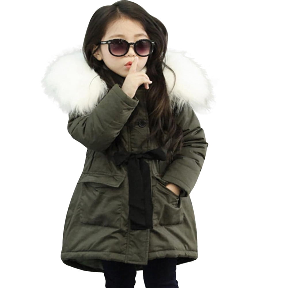 Toddler Girls Winter Coat Kids Puffer Jacket with Pocket Zip up Hooded Coat Long Sleeve ...