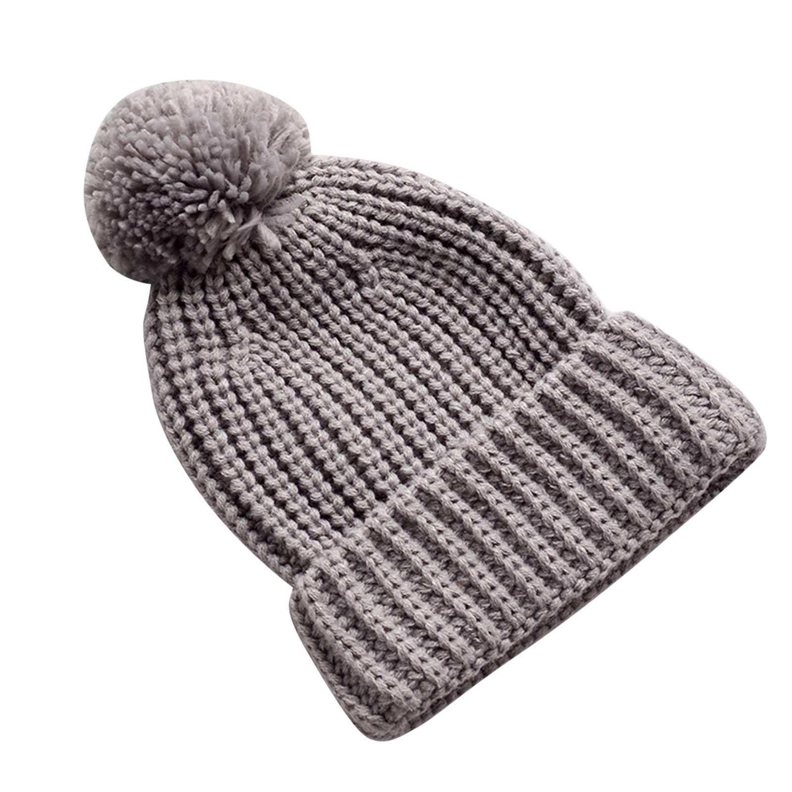 Girls Winter Hats Knitted Winter Beanie Hat with Pompom Warm Winter Hat ...