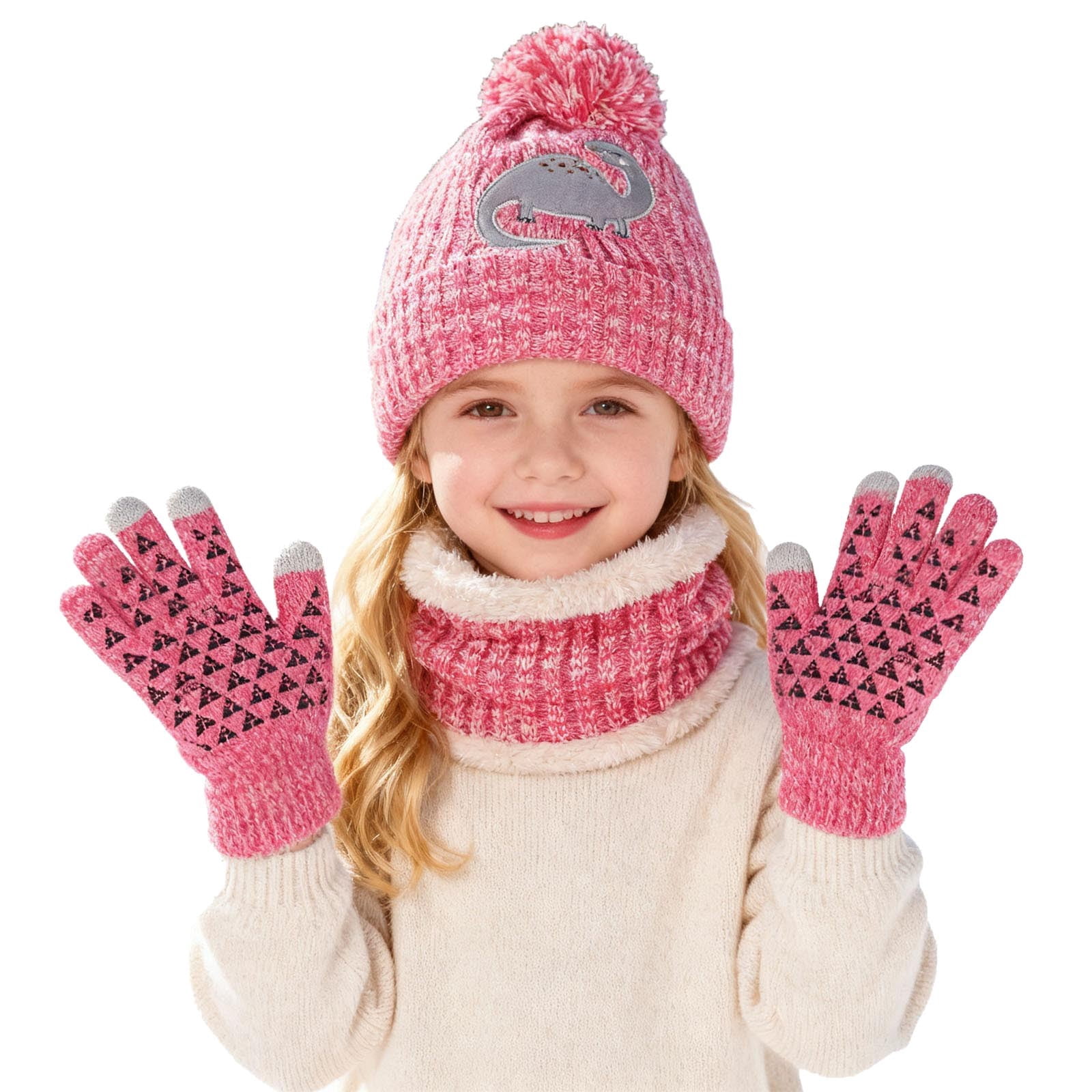 Girls Winter Hat Neck Warmer Glove Set, Children Beanies Hats Warm ...