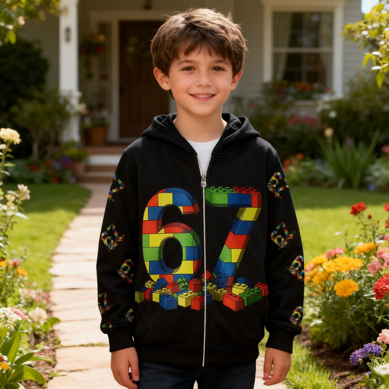 Girls Winter Hooded Jacket with Cartoon Print Zip Up Outerwear Soft ...