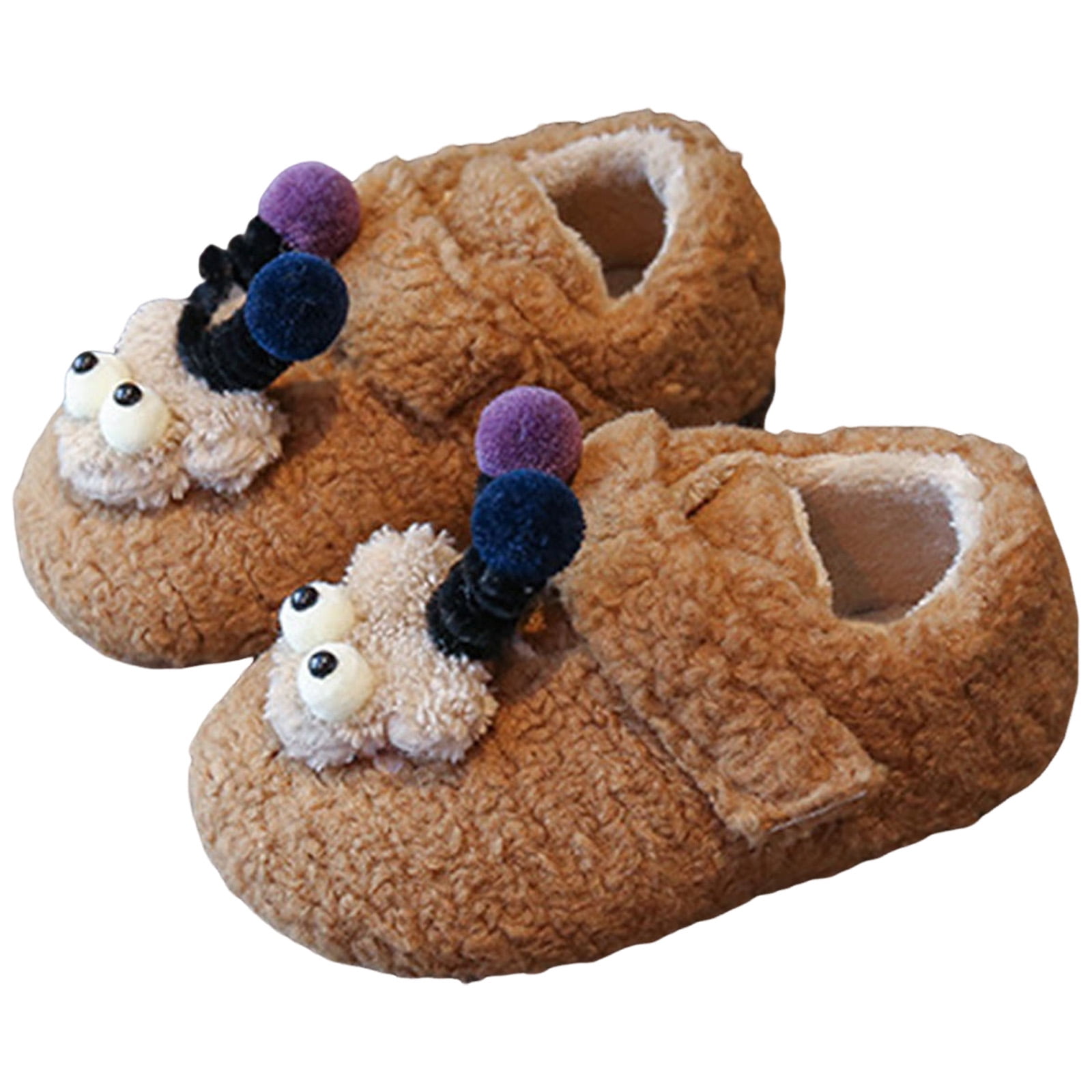 Girls Winter House Shoes Cartoon Fuzzy Slip on Warm Indoor Slippers ...